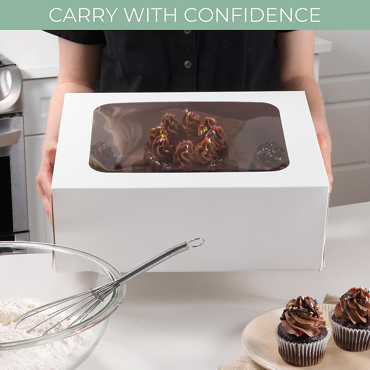 BlackRidge Home Bento Cake Box with Cupcakes - Perfect for Bento Box Cake and Cupcakes, Bento Cake and Cupcake Boxes Combo, 5 Sets: Cupcake and Bento Cake Boxes Fit 4 Regular Cupcakes and Mini Cake.