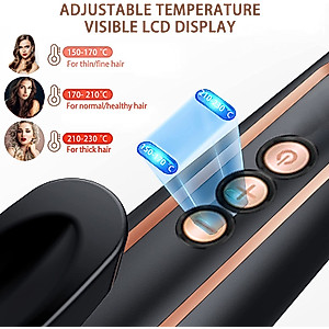 Hair Curling Iron, 5 in 1 Curling Wands Set with Interchangeable 0.35''-1.3'' Barrels for Curly Hairstyle, 30s Heat Up, 180-450°F Temp Adjustment, Glove & Clips Included