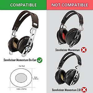 Geekria Comfort Velour Replacement Ear Pads for Sennheiser Momentum On-Ear Momentum 2.0 On-Ear Momentum 2.0 On-Ear Wireless Headphones Earpads, Headset Ear Cushion Repair Parts (Black Velvet)