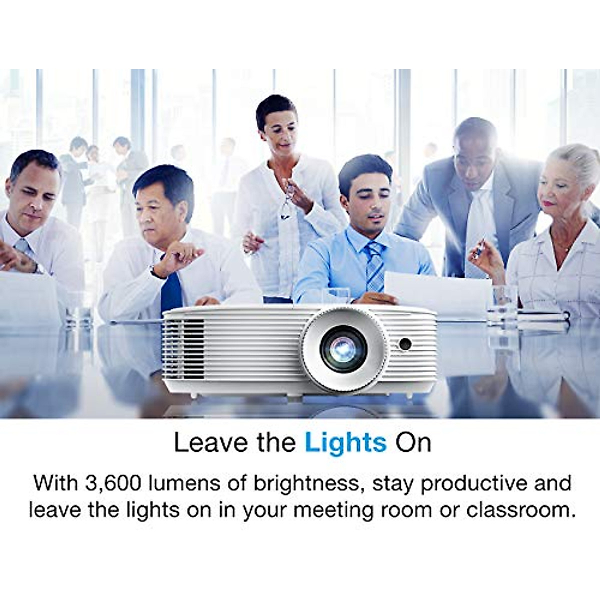 Optoma EH335 1080p DLP Professional Projector | Bright 3,600 Lumens | Business Presentations & Classrooms | Network Control | Up to 15,000-Hr Lamp Life | Speaker Built in | Portable Size
