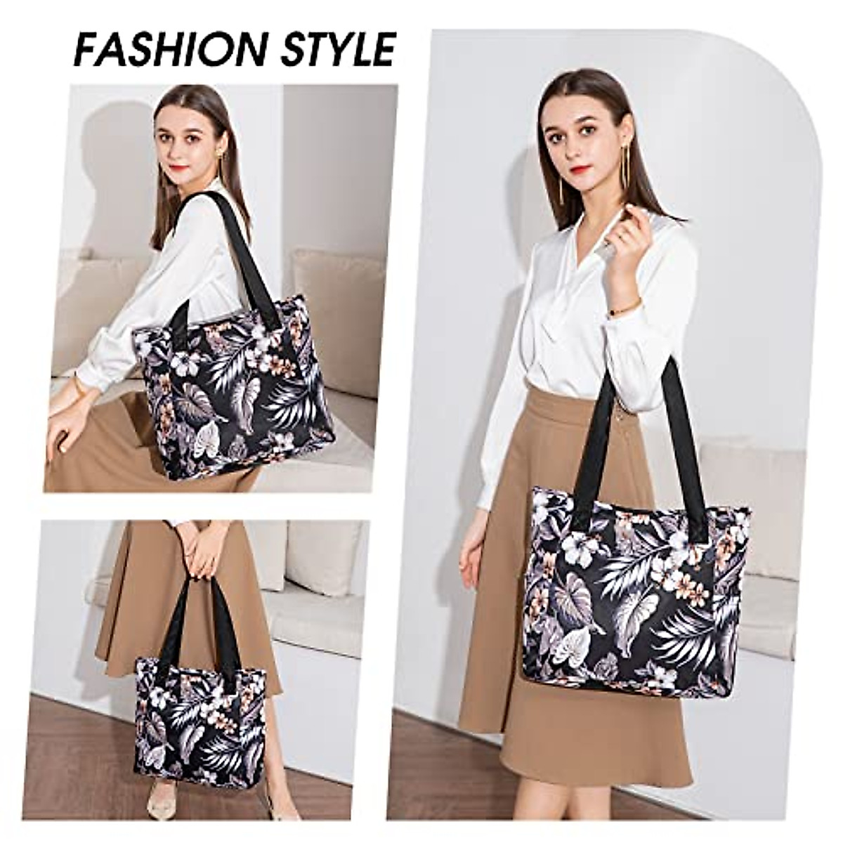 Muzale Women Tote Bag - Laptop Tote Bag with Zipper Pocket Lightweight Shoulder Bag Handbag Purse for Work Gym Beach Travel
