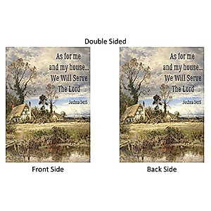 Double Sided Religious Garden Flag - As For Me And My House - We Will Serve The Lord - Inspirational Bible Verse Joshua 24:15 - Decorative Outdoor Christian Faith Flags - Yard Decor by Jolly Jon