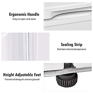 GOFLAME Compact Refrigerator, 3.4 cu. ft. Mini Cooler Fridge with Removable Glass Shelves, Adjustable Thermostat, Freestanding Fridge with Top Door Freezer for Dorm, Office, Apartment Use (White)