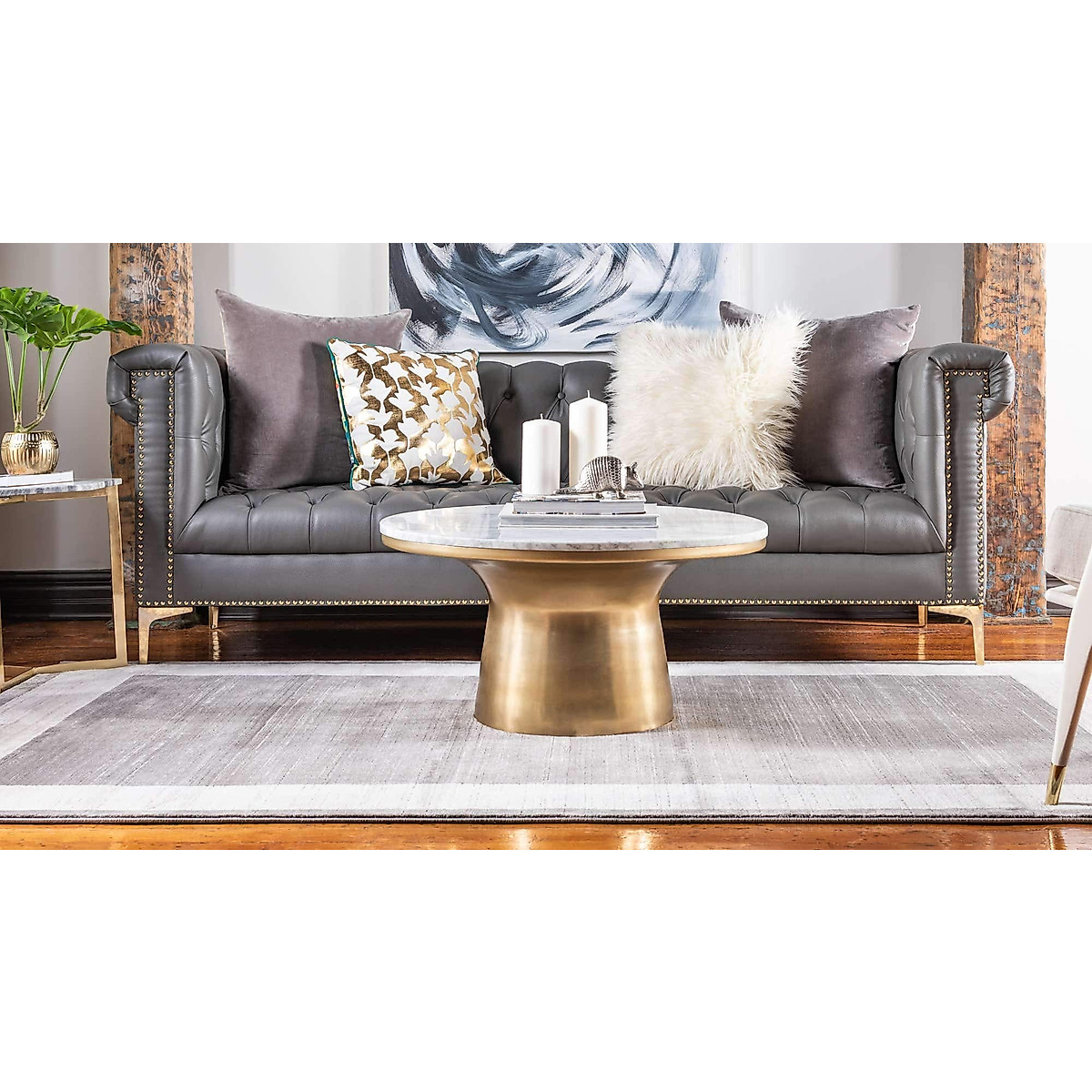 Unique Loom Jill Zarin Uptown Collection Area Rug - Yorkville (8'x 10' Rectangle, Gray/ Ivory)