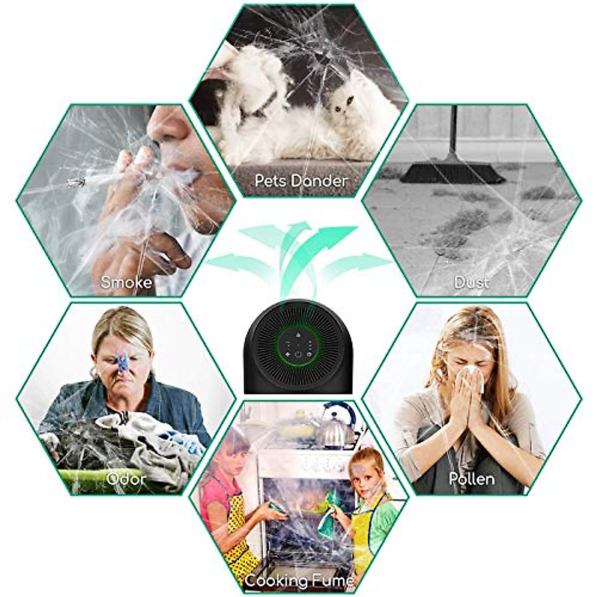 Afloia Air Purifiers for Home Large Room Up to 880 Ft² Fillo Black, Efficient Filter Air Cleaner for Home with Original Replacement Filter