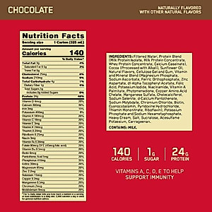 Optimum Nutrition Gold Standard Protein Shake, 24g Protein, Ready to Drink Protein Shake, Gluten Free, Vitamin C for Immune Support, Chocolate, 11 Fl Oz, 12 Count