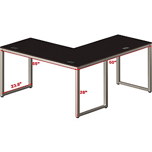 SHW Home Office 55"x60" Large L Shaped Corner Desk, 24" Deep, Espresso