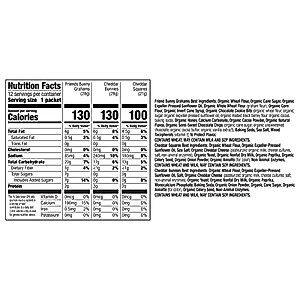 Annie's Organic Variety Pack, Cheddar Bunnies, Bunny Grahams and Cheddar Squares, 12 Pouches, 11 oz