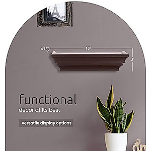 Kiera Grace Madison Classic Crown Molding Floating Wall Shelves, Robust Engineered Wood, Easy Assembly, Ideal for Home Decor, 16", Black, Set of 3