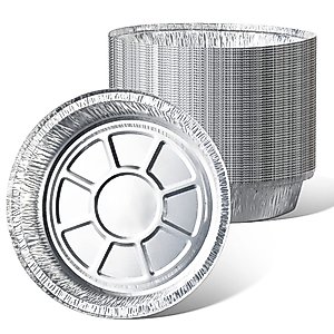 (50 Pack) Premium 8-Inch Round Aluminum Foil Pans, Heavy Duty Disposable Food Container without Lids, Tin Foil Pans Perfect for Roasting, Grilling, Storing, Cooking, Meal Prep for Baking Lovers