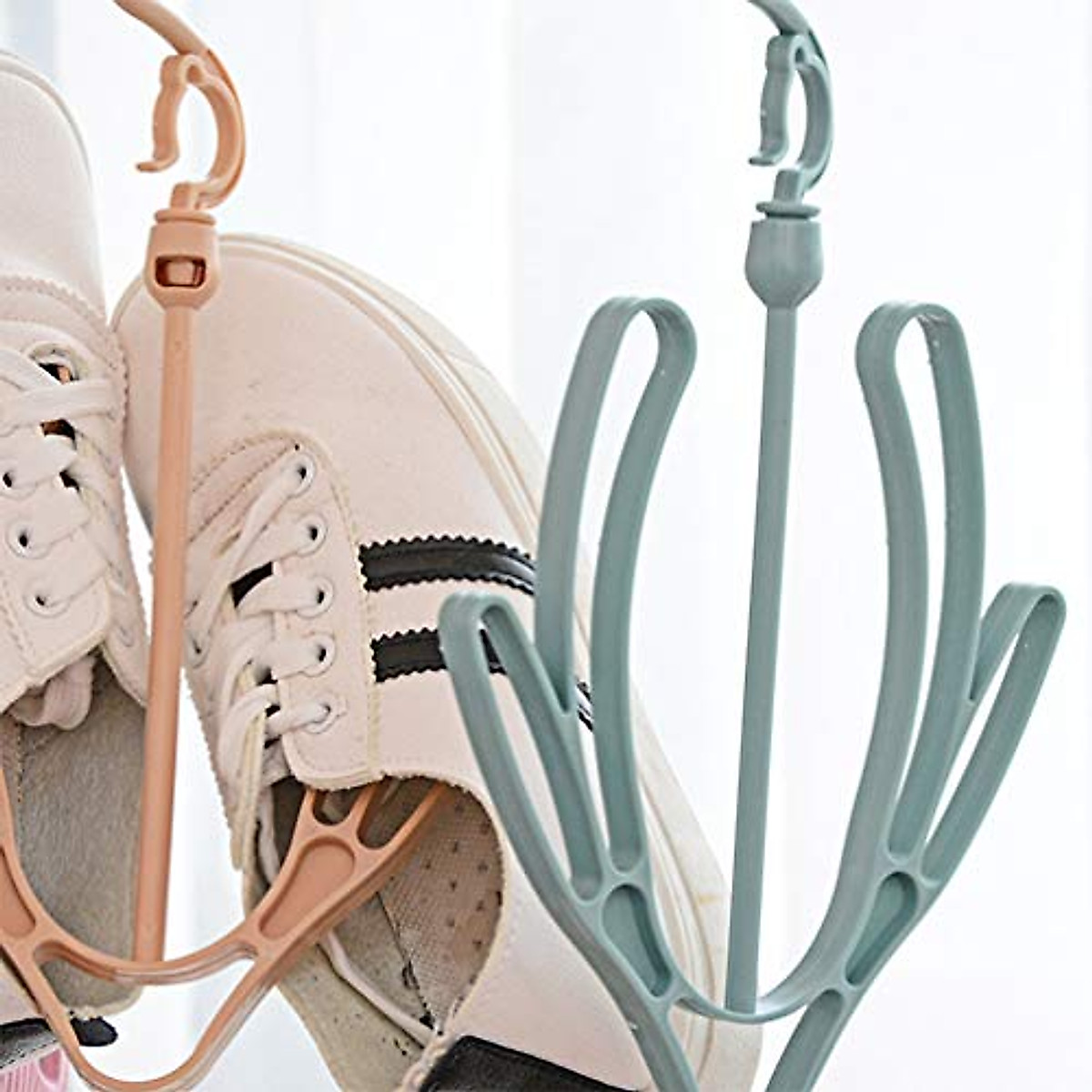 Holibanna 2Pcs Shoes Drying Hanger Plastic Cloth Hanging Dryer Rack Hook for Shoes Home Using (Sky-Blue)