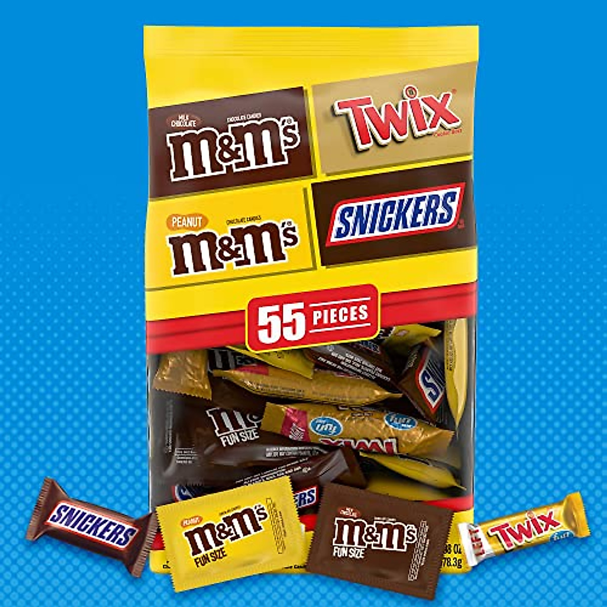 M&M'S, SNICKERS & TWIX Variety Pack Fun Size Milk Chocolate Candy Bars Assortment, 30.98-Ounce 55 Piece Bag