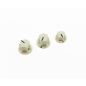 KIAISH Set of 3 Aged White Brass Insert USA Spec 1/4" Large and Small Knobs Bass Knobs for Jazz J Bass