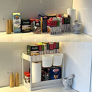 2 Tier Storage Organizer Multi-purpose Under Cabinet Bathroom Under Sink Organizers and Storage White Under Sink Storage for Bathroom Kitchen