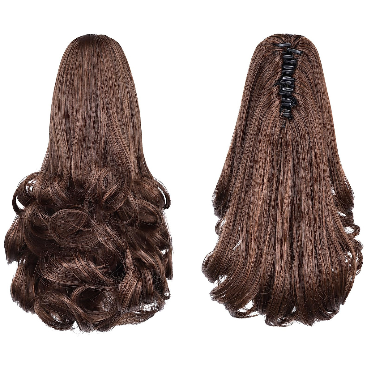 Brown Ponytail Extension,Claw Clip Ponytails 12in Curly 3.8 OZ Fake Hair Extensions Hair pieces SYXLCYGG Wig Girl Synthetic Fluffy¬ Tangled