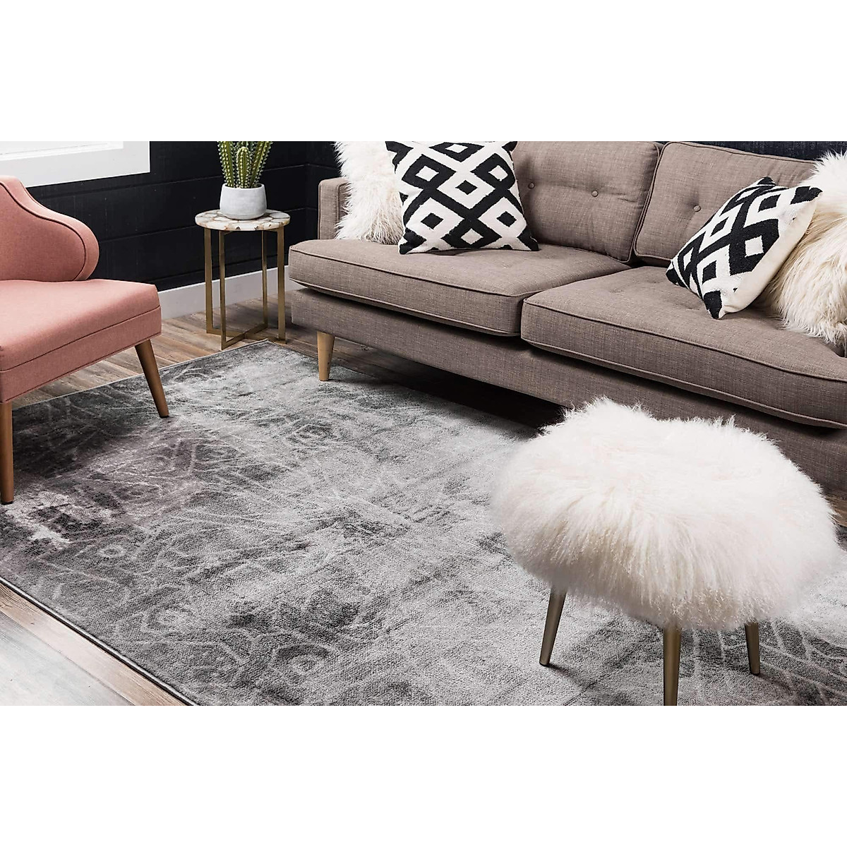 Unique Loom Sofia Collection Area Rug - Rainier (8' x 10' Rectangle, Dark Gray/ Gray)