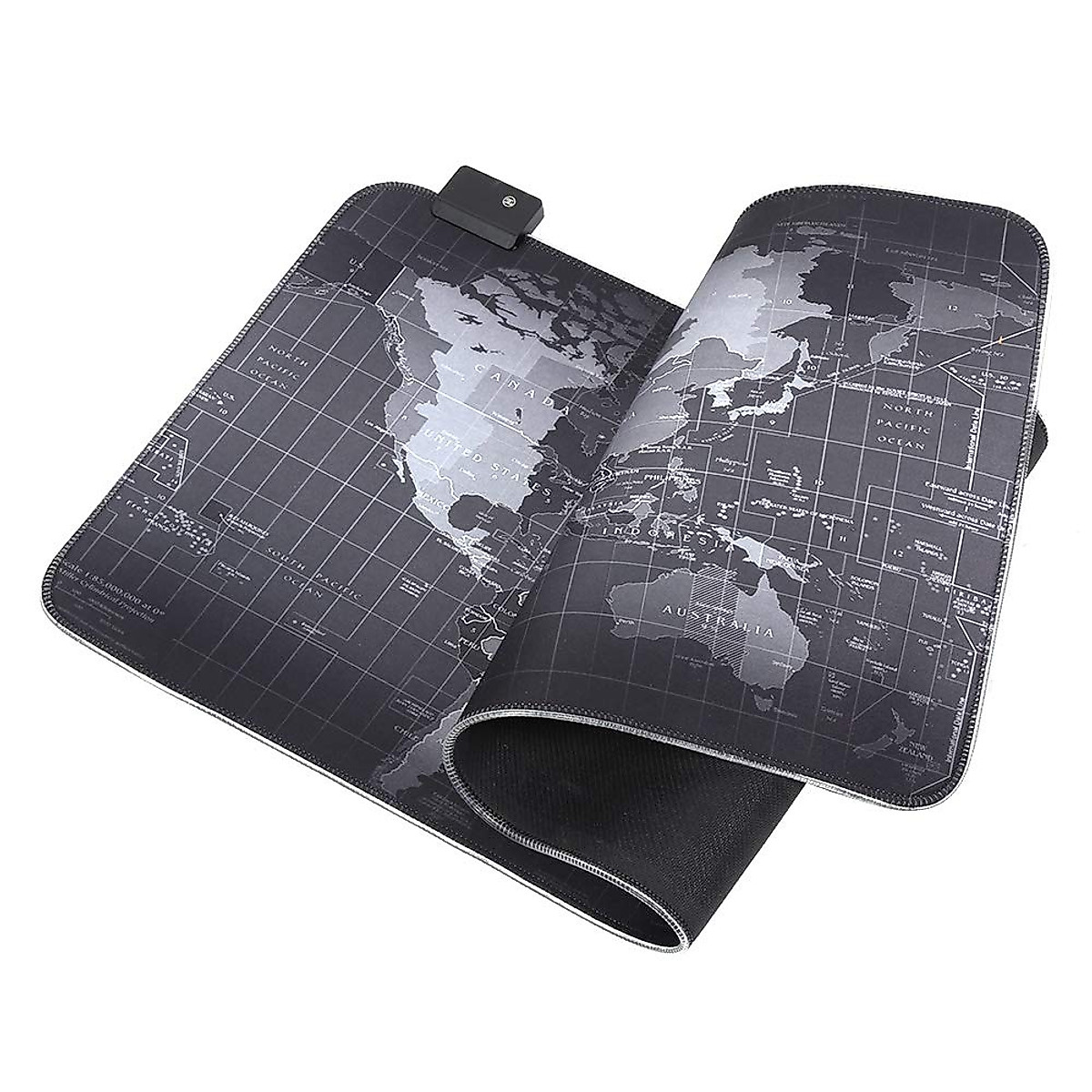 Ruiqas Gaming Mouse Pad RGB Mouse Pad Luminous Large World Map Mice Mat Waterproof Non- Slip Rubber Base 800x300