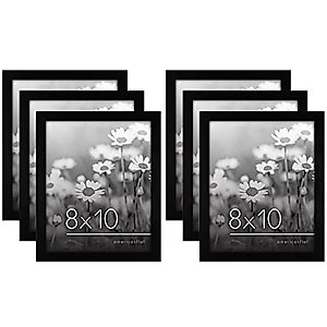 Americanflat 8x10 Picture Frame - 6 Piece Gallery Wall Frame Set in Black - Composite Wood with Polished Plexiglass - Horizontal and Vertical Formats for Wall and Tabletop