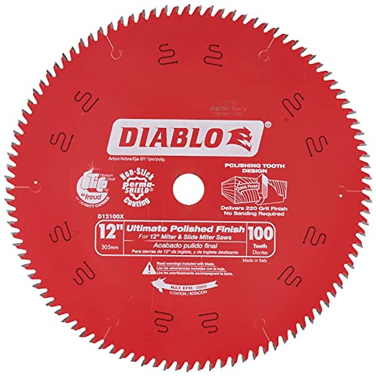 Freud D12100X 100 Tooth Diablo Ultra Fine Circular Saw Blade for Wood and Wood Composites, 12-Inch