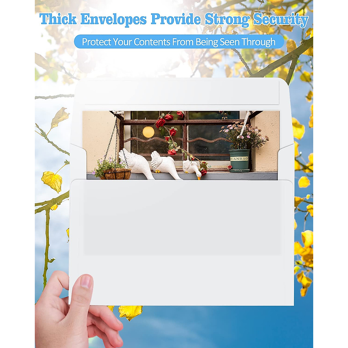 Poever Blank-Cards-and-Envelopes 60 Pack - 5 x 7 Folded Cardstock with A7 White Envelopes-for-Invitation, Heavyweight Blank-Note-Cards-and-Envelopes Self Seal Printable for Greeting Party Birthday