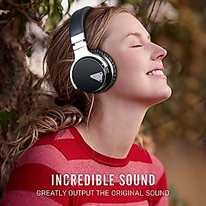 Qisebin E7 Wireless Noise-Canceling Headphones, Over Ear Bluetooth Headphones Compatible with iOS & Android - Built-in Microphone, Long Battery Life Black