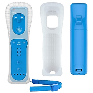 2 Pack Remote Controller Gesture Controller and Nunchuck Joystick Compatible for wii/wii u, Controller With Silicone Case and Wrist Strap - Blue&Red