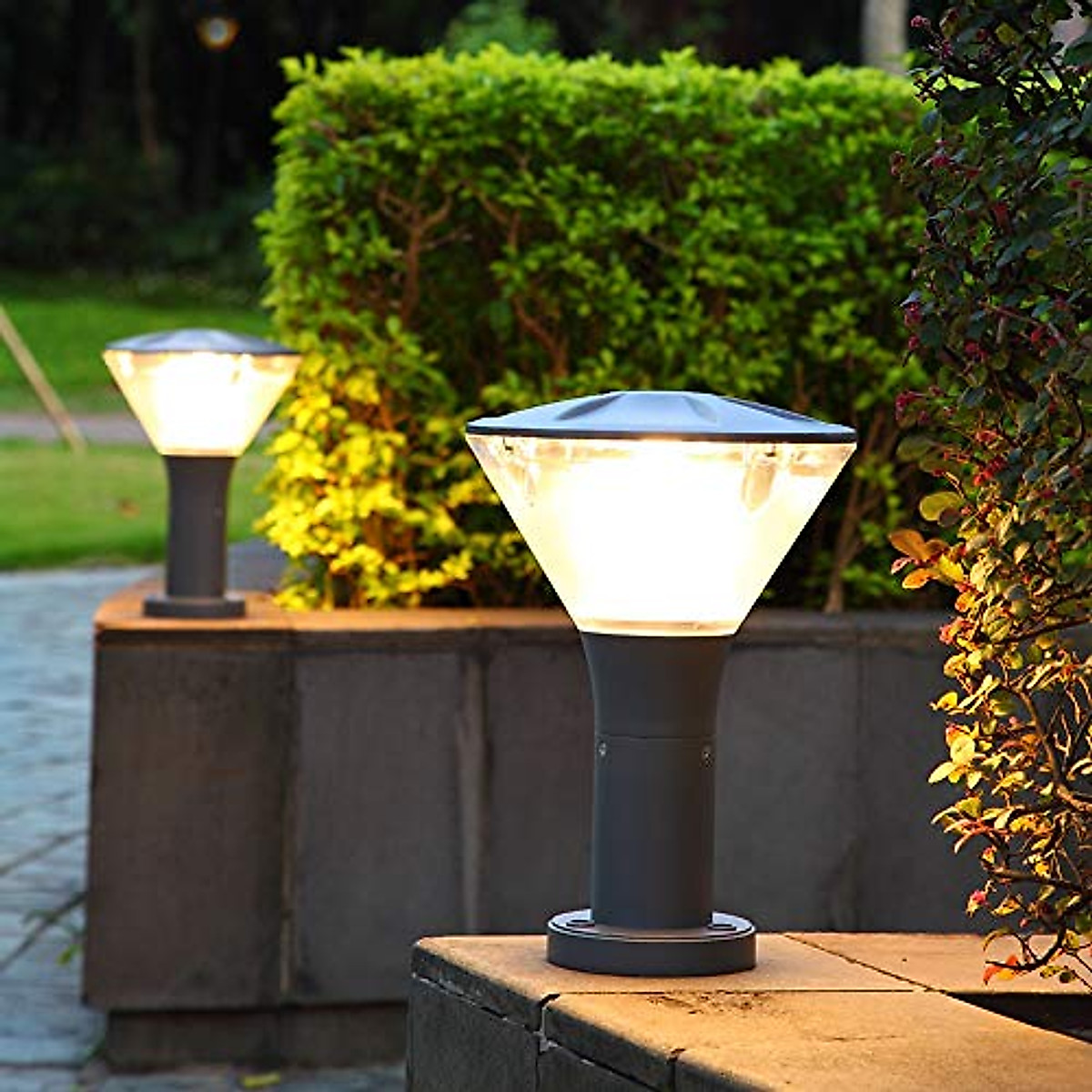 ZZYJYALG Modern Simple E27 Grey Waterproof Outdoor Column Lights European Creative Aluminum PC Post Lights Lawn Garden Home Villa Street Decorative Pillar Lamps