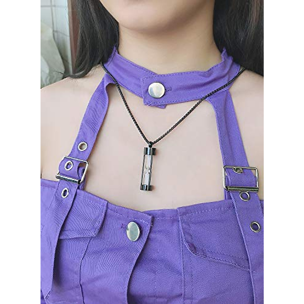 YOUFENG Urn Necklace for Ashes Timeless Hourglass Memorial Pendant Keepsake Cremation Jewelry for Human Pet Ashes Black