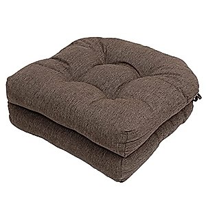 RACE LEAF 19" x 19" Patio Chair Seat Pads Brown - Outdoor/Indoor Patio Cushions Set of 2 - Replacement Cushions for Chairs and Seating - Olefin Seat Pads for Porch, Deck, and Garden Seats