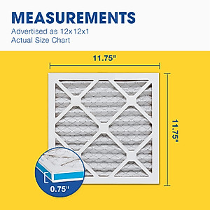 Aerostar 12x12x1 MERV 8 Pleated Air Filter, AC Furnace Air Filter, 6 Pack (Actual Size: 11 3/4"x11 3/4"x3/4")