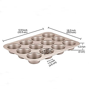 CHEFMADE 12-Cup Round Muffin and Cupcake Pan, Non-Stick Bakeware