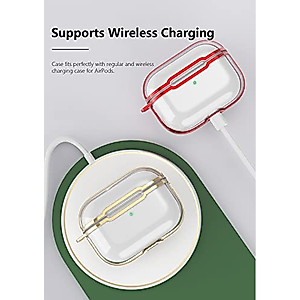 Premium Case Compatible with AirPods Generation 2 Pro Shockproof TPU Silver PC Electroplating Bumper Cover Case (Gold)