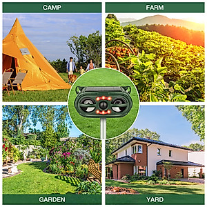 Ultrasonic Animal Repeller,Solar Pest Animal Repellent Outdoor,Squirrel Repellent,Animal Deter Devices Outdoor,Effective Cat Repellent Outdoor with Motion Sensor & Flashing Light for Yard Garden