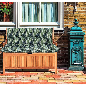 Swing Replacement Cushions with Backrest, 2 or 3 Seater Waterproof Non-Slip Overstuffed Swing Pad, Indoor/Outdoor Bench Cushion for Porch Chair Swing Garden Furniture (Palm Leaves, 40 * 71 in)