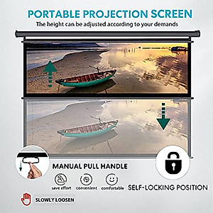 VIVOHOME 120 Inch Manual Pull Down Projector Screen, 1:1 HD Retractable Widescreen for Movie Home Theater Cinema Office Video Game, Black