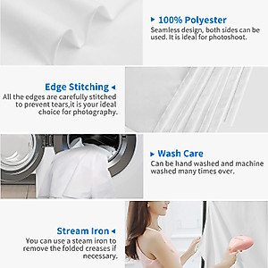 White Photography Backdrops for Photoshoot, HEMMOTOP 10x8 ft White Photo Backdrop Background Curtain, for Video Recording, Photographic Studio, Picture, Party, Photos, Product (Backdrop only)