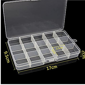 MILEVO jewelry storage box Compact Adjustable 15 Compartment Plastic Storage Box Jewel Case Tool Container