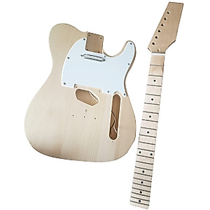HENGYEE DIY Electric Guitar Kits 6 String Right Handed with Basswood Body maple neck & Rosewood fingerboard Chrome Hardware Build Your Own Guitar