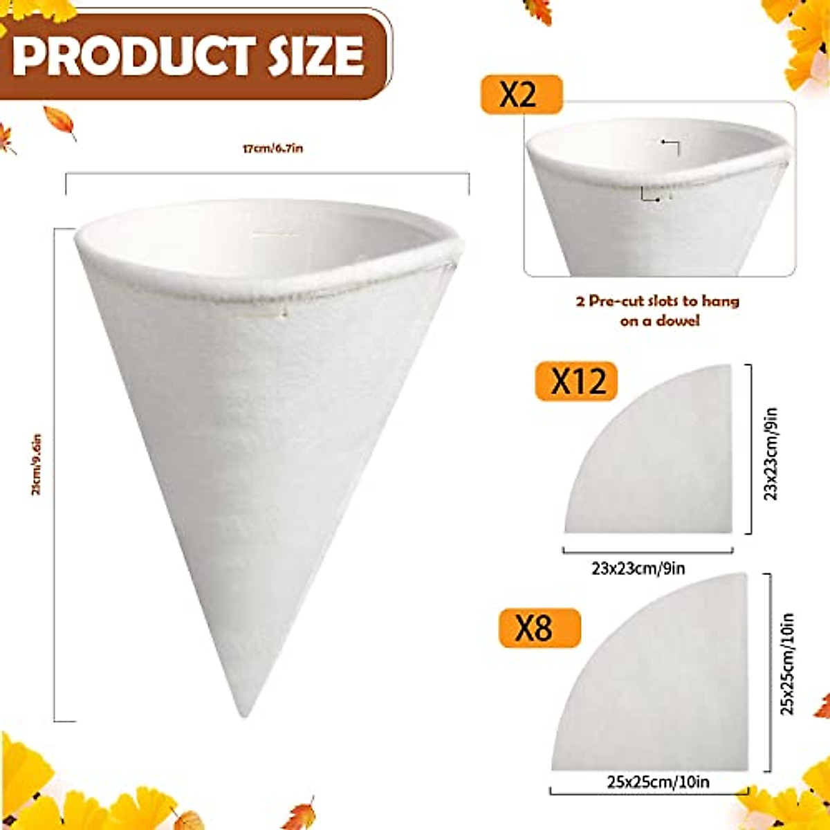 Maple Syrup Cone Filter Set Includes 1 Quart Heavy Duty Boiling Filter 10 x 10 Inch and 9 x 9 Inch Pre Filters Strainer Maple Syrup Tapping Kit Supplies for Maple Syrup Filtering (22 Pieces)