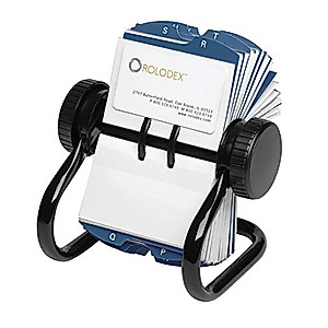 Rolodex Open Rotary Business Card File with 200 2-5/8 by 4 inch Card Sleeve and 24 Guide, 400-Card Cap, Black (67236)