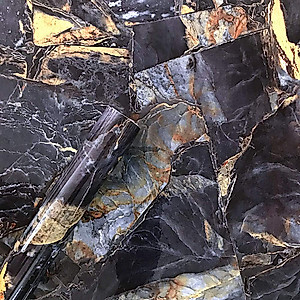 Yija Blue Granite Look Marble Gloss Film Vinyl Self Adhesive Counter Top Peel and Stick Wall Decal (15.6In by79In)