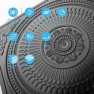 Art3d 12-Pack Drop Ceiling Tiles 2x2 FT, Decorative Easy Install PVC Ceiling Panels for Interior Kitchen Bathroom Basement, 24x24 Inch, Black