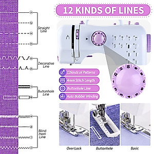 HJWTCQL Mini Sewing Machine for Beginners,Kids Sewing Machines,Small Sewing Machines with 12 Built-in Stitches and Reverse Sewing,Portable Sewing Machine for Kids, Suitable For Family Daily
