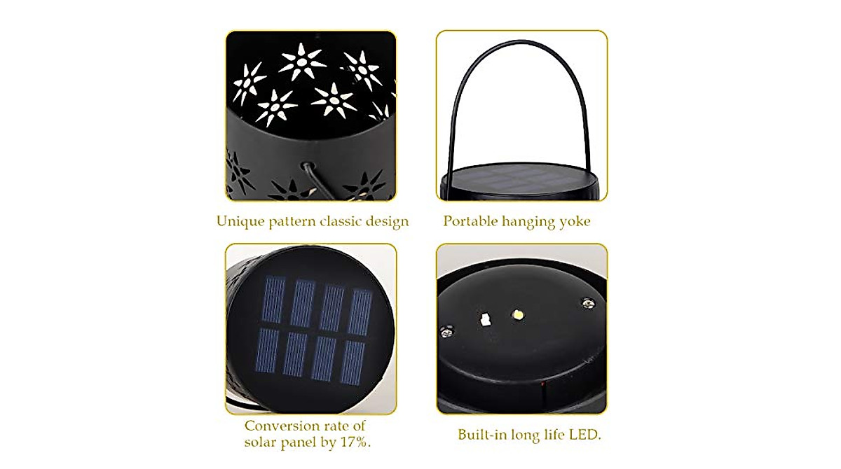 T-SUN 2-Pack Solar Lanterns: Waterproof Outdoor Garden Lights