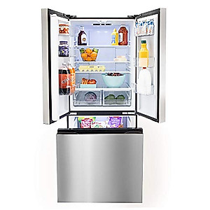 RecPro RV Refrigerator Stainless Steel | 16 Cubic Feet | 12-Volt | French Style Doors | Low Wattage