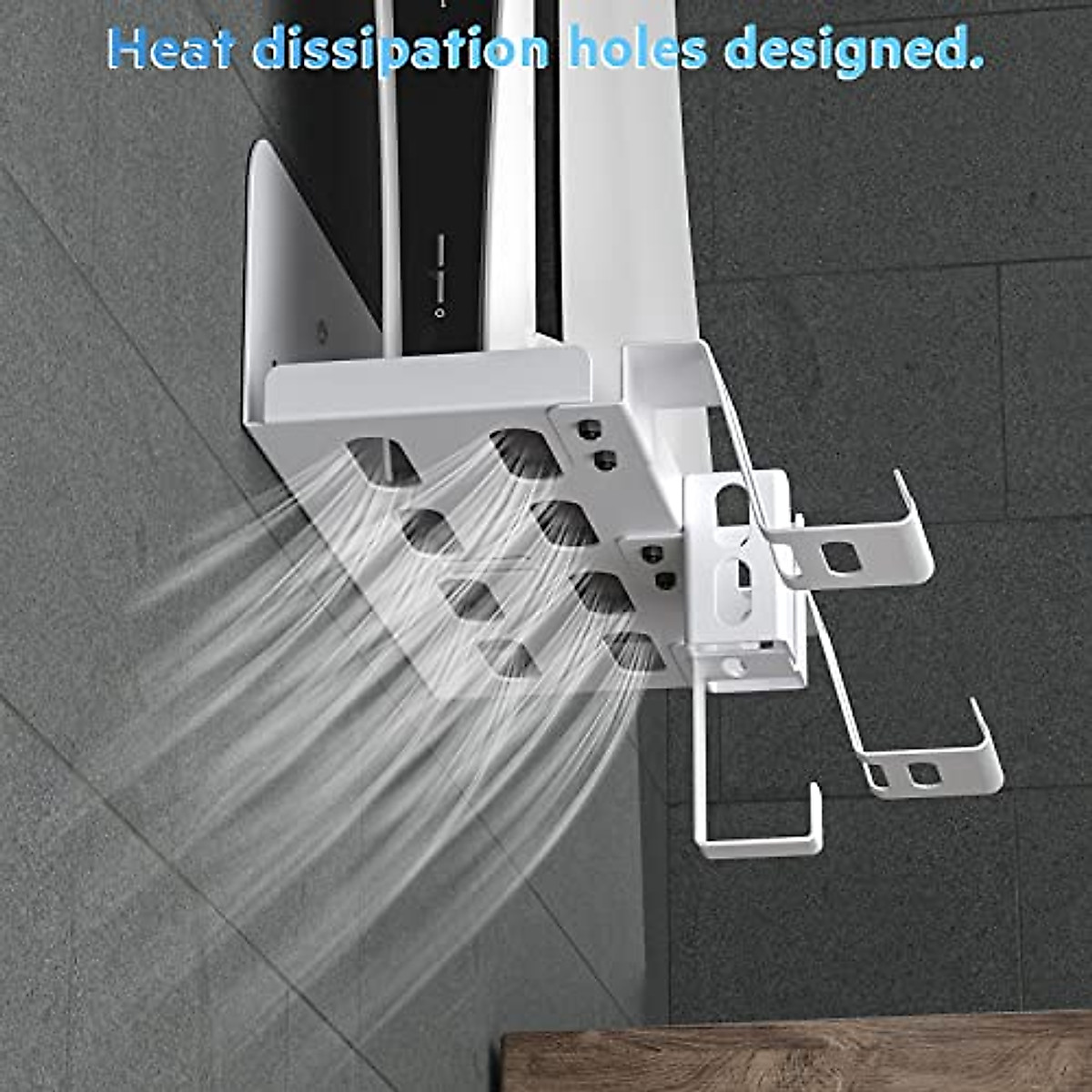 Allnice PS5 Wall Mount, 5 IN 1 Playstation 5 Wall Mount (Disc and Digital Edition) Wall Bracket for Playstation 5 with Detachable Controller Holder & Headphone Hanger & Remote Control Bracket