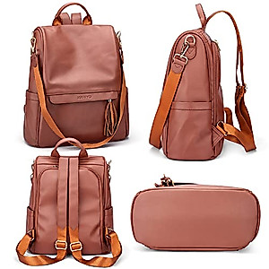 Oyifan Womens Leather Backpack Purse Bookbag Purse Anti-theft Travel Backpack Convertible Handbag