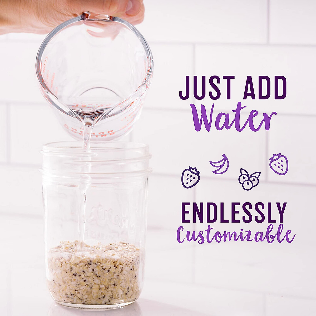 Organic Overnight Oats with Chia, Flax, & Hemp, Gluten-Free Oatmeal with 7g of Protein, 12oz Bag