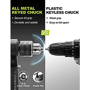 COMOWARE Hammer Drills for Concrete, 1/2 In. Corded Drill, Hammer Drill, Variable Speed 0-3000RPM, Max 48000BPM, Hammer & Drill 2-in-1 Concrete Drill, 6.5 Amp Power Hammer Drills with 10 Masonry Bits