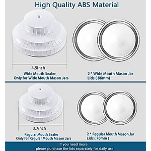 Mason Jar Vacuum Sealer Kit for FoodSaver - Food Saver Glass Jars Sealer Attachment With Accessory Hose and Manual Portable Vacuum Pump for Ball 4PCS Wide & Regular Mouth Lids